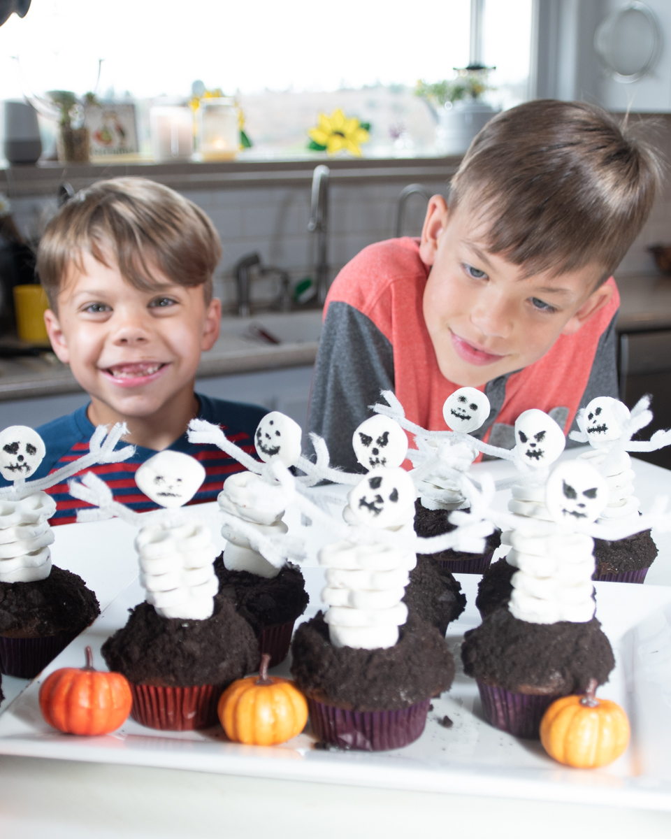 Skeleton Pretzel Cupcakes