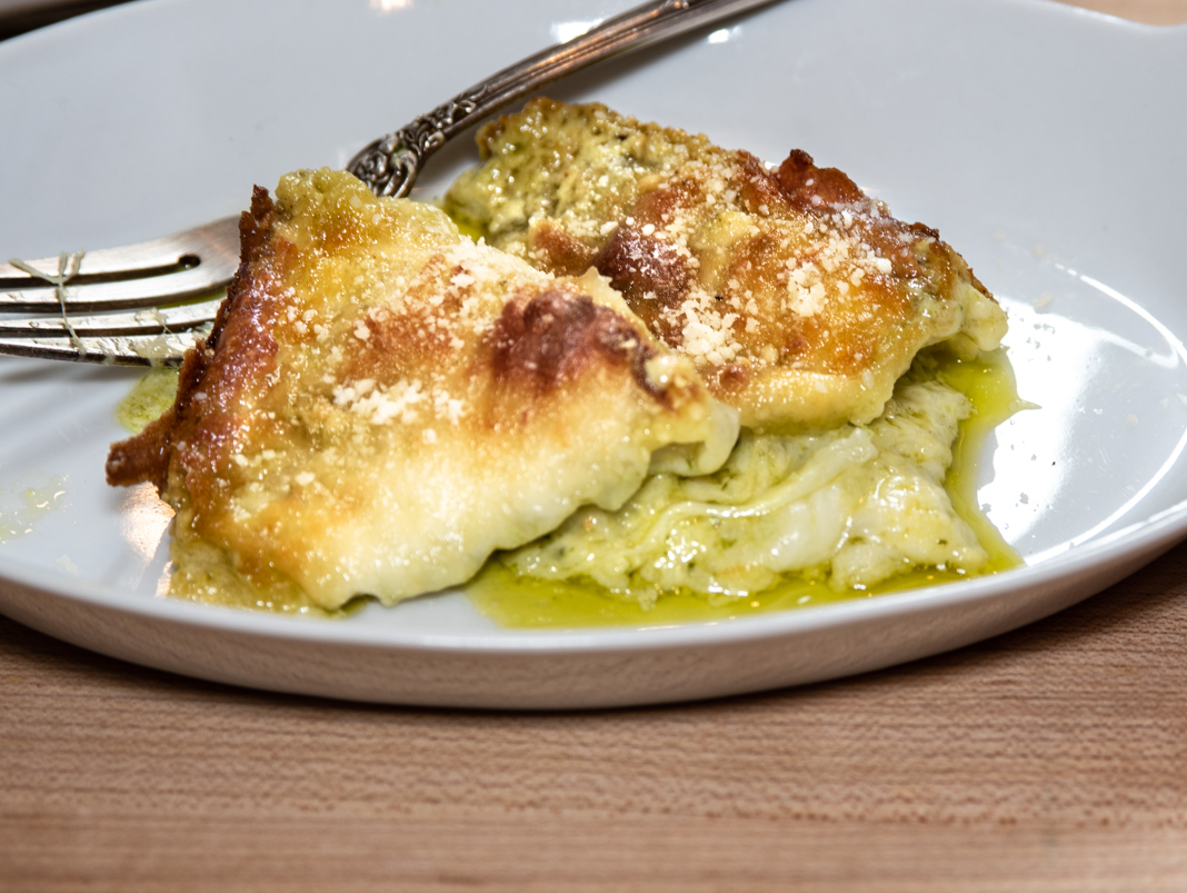 Baked Creamy Pesto Ravioli