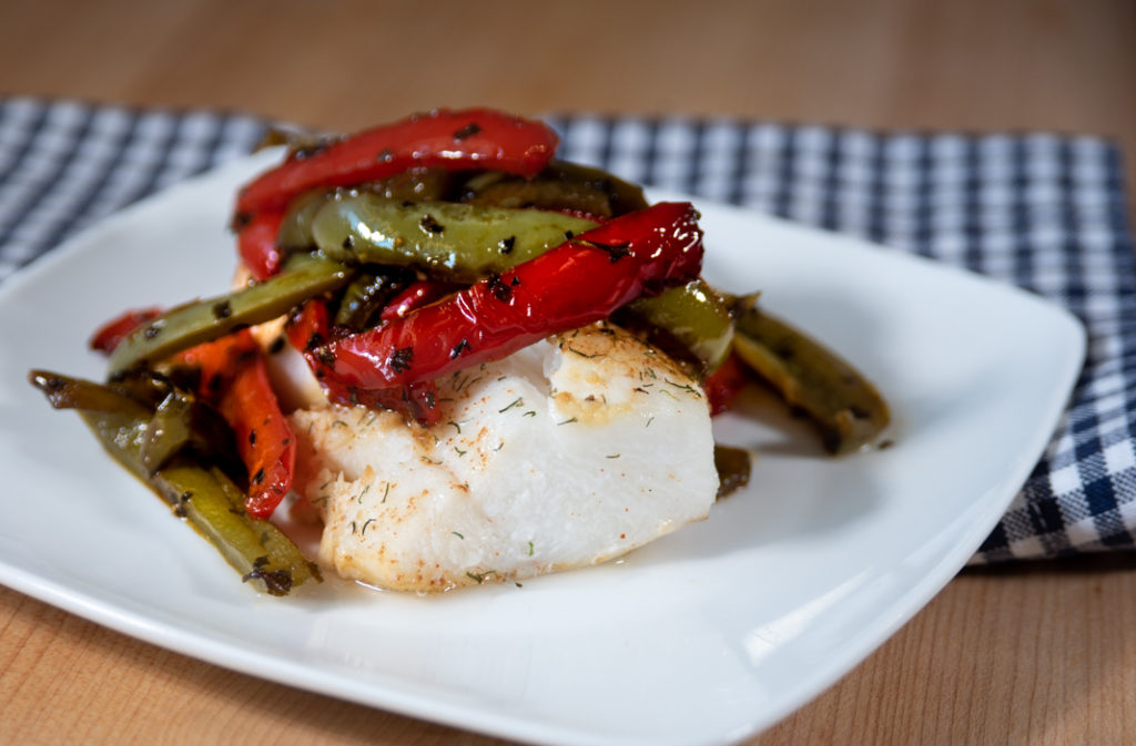 Baked Cod with Sweet and Spicy Peppers