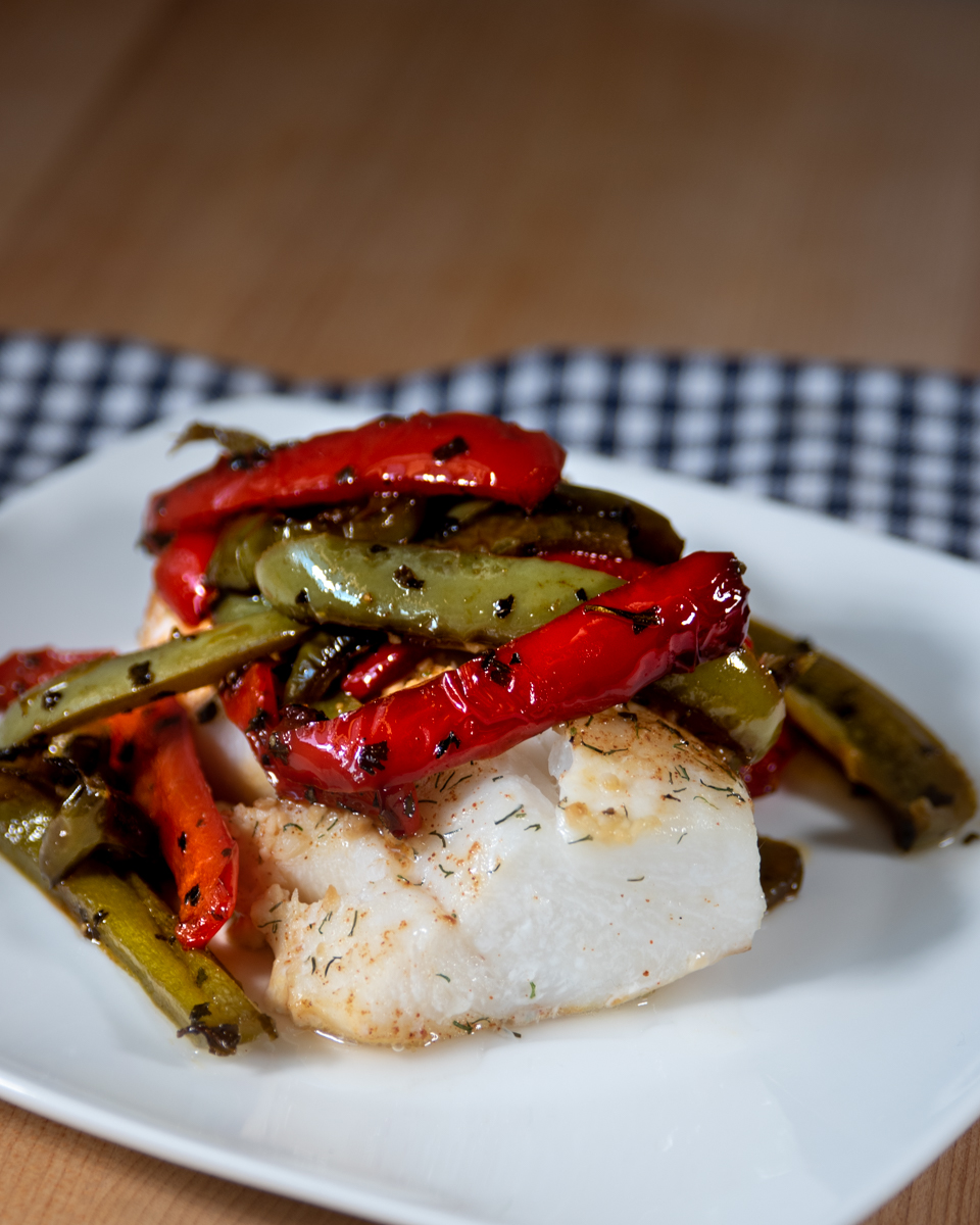 Baked Cod with Sweet and Spicy Peppers